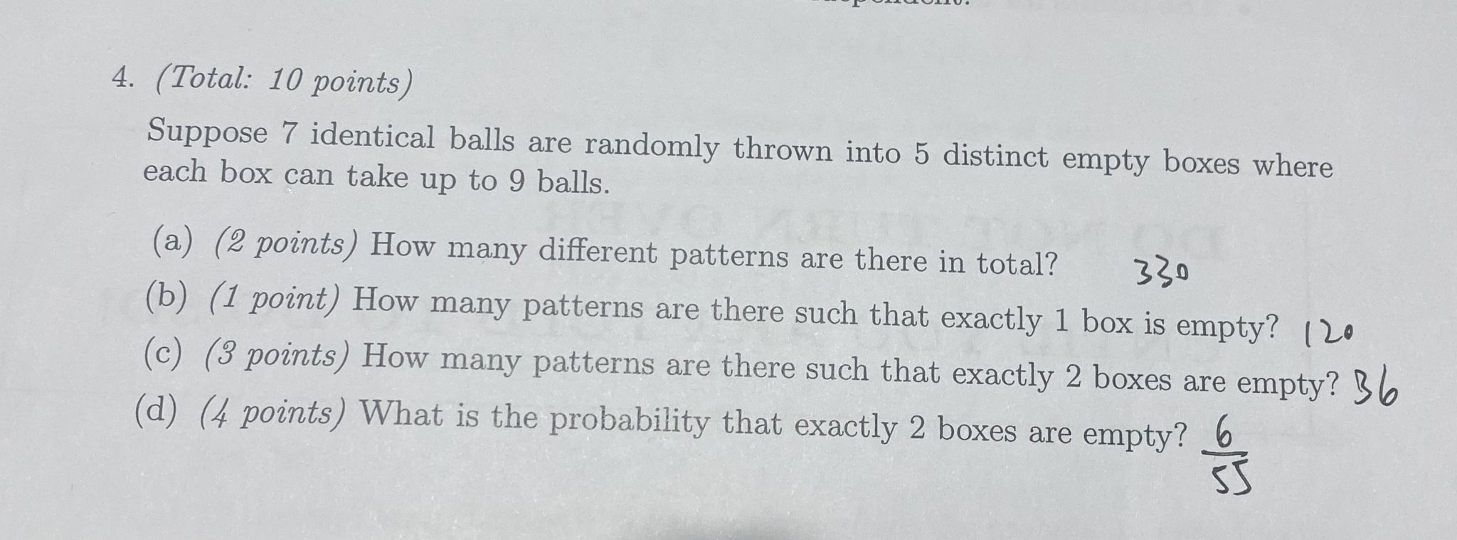 Solved 4. (Total: 10 points) Suppose 7 identical balls are | Chegg.com