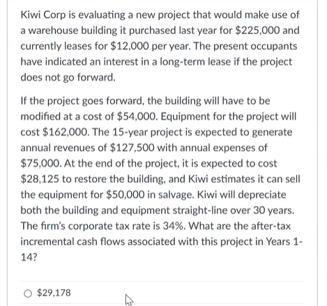 Solved Kiwi Corp is evaluating a new project that would make | Chegg.com