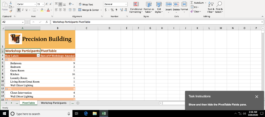 Precision BuildingTask Instructions In cell K1, enter | Chegg.com