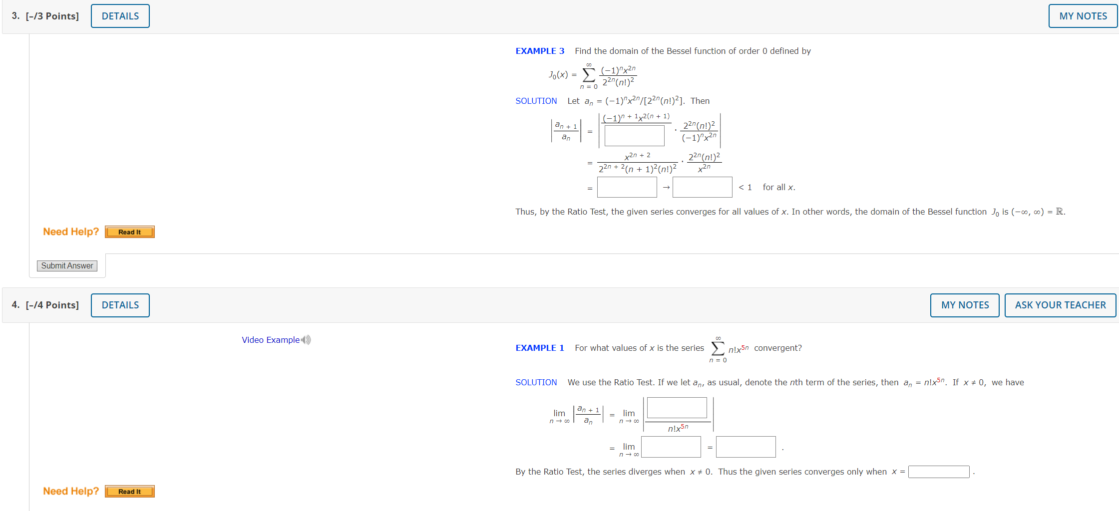 Solved EXAMPLE 3 Find the domain of the Bessel function of | Chegg.com