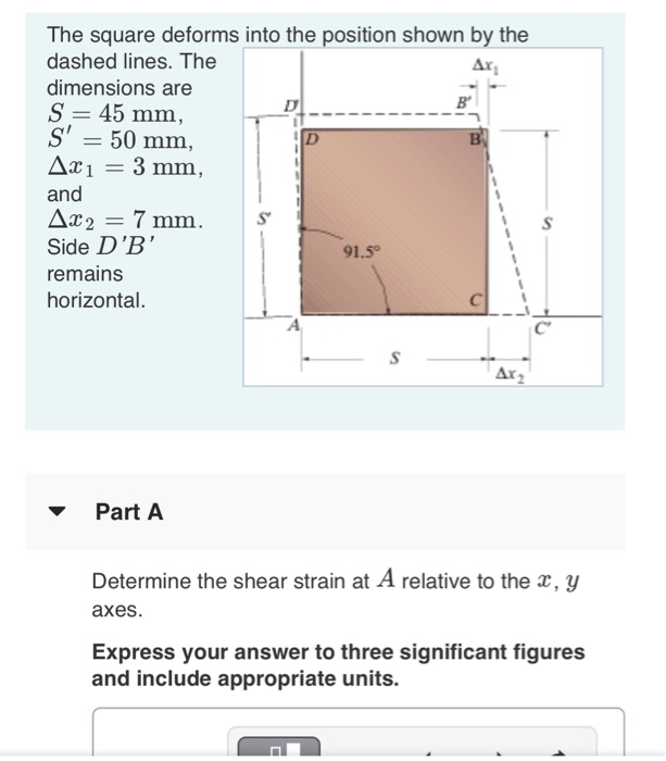 Solved The square deforms into the position shown by the | Chegg.com