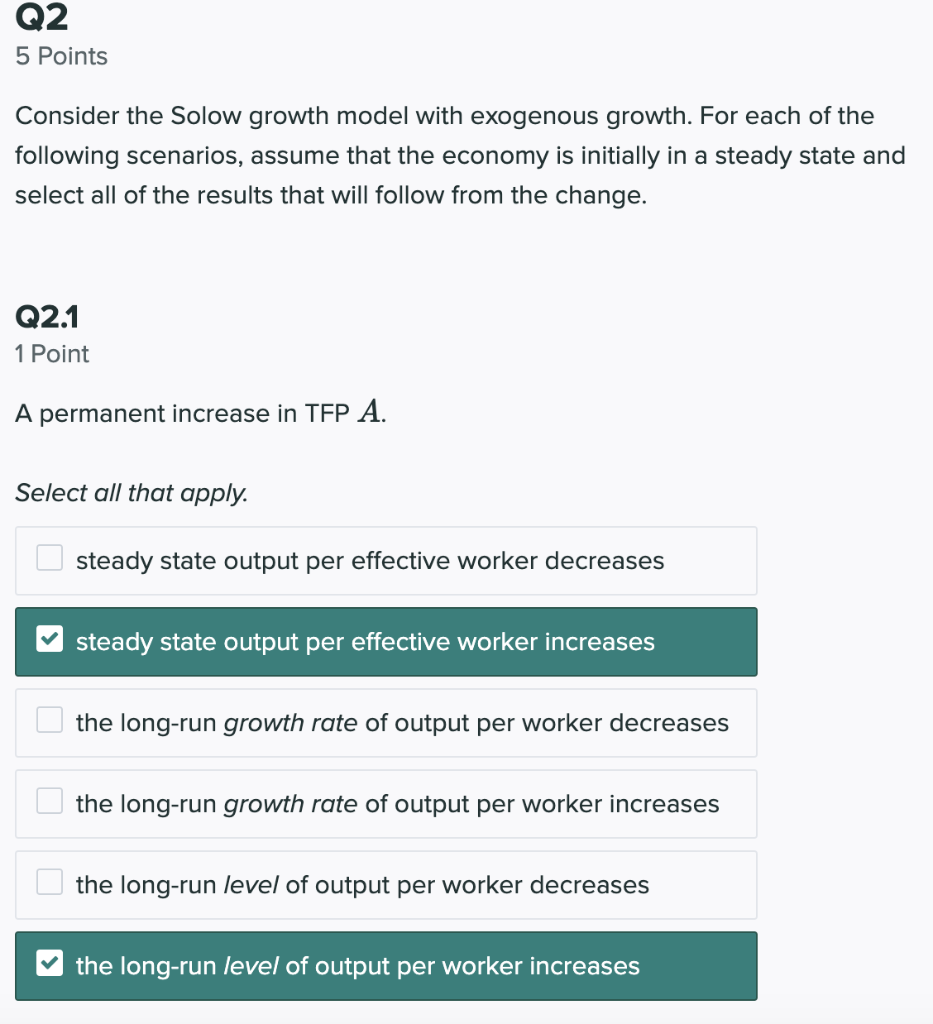 Solved Q2 5 Points Consider the Solow growth model with | Chegg.com