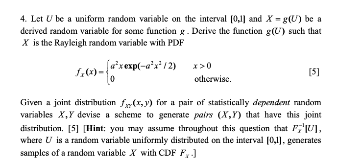 Solved 4. Let U be a uniform random variable on the interval | Chegg.com
