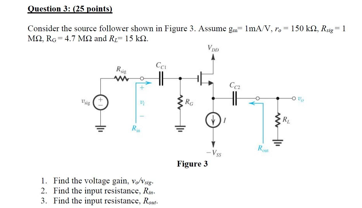Solved Consider the source follower shown in Figure 3. | Chegg.com
