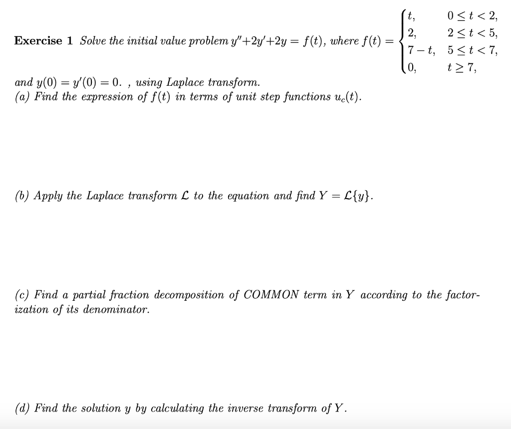 Solved Exercise 1 Solve the initial value problem y" +2y' | Chegg.com