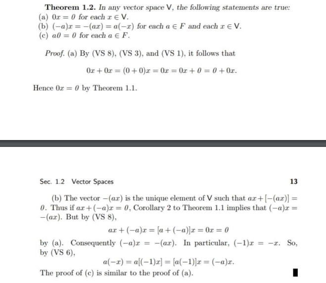 Solved Theorem 1.1 (Cancellation Law for Vector Addition). | Chegg.com