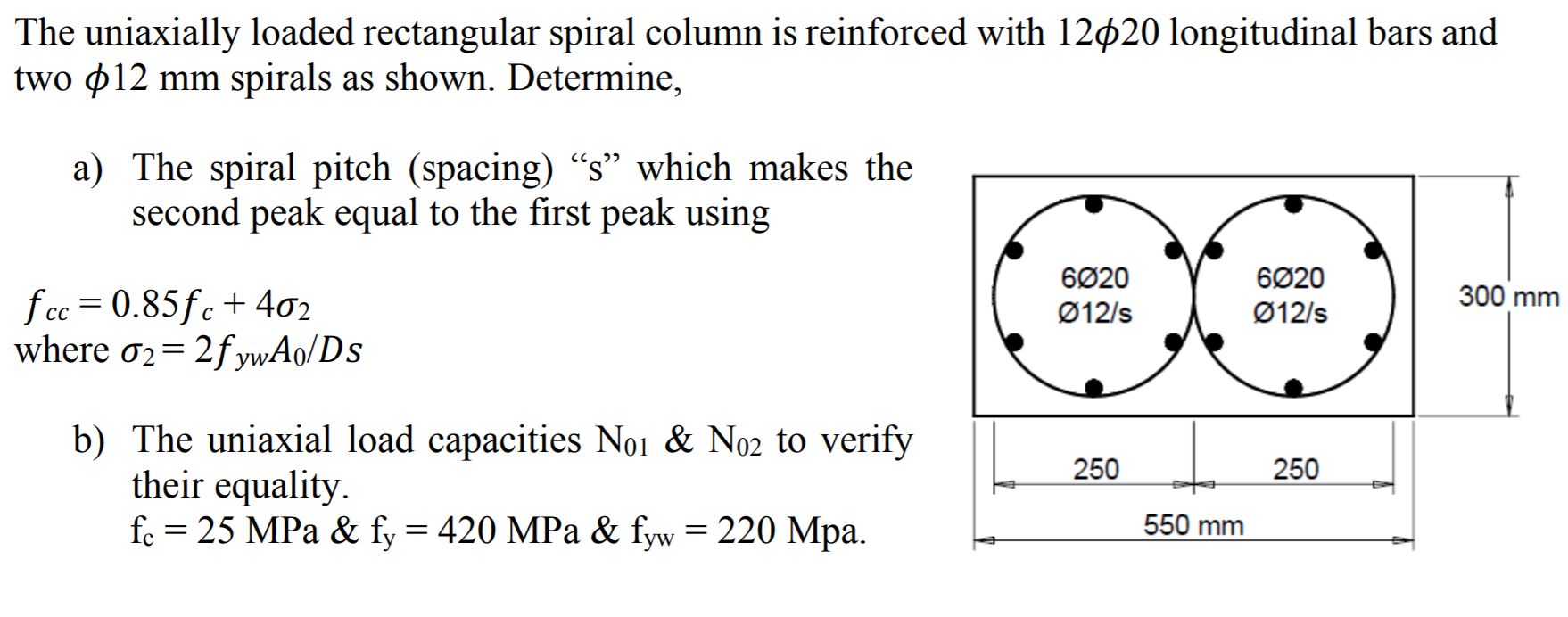 Solved The uniaxially loaded rectangular spiral column is | Chegg.com