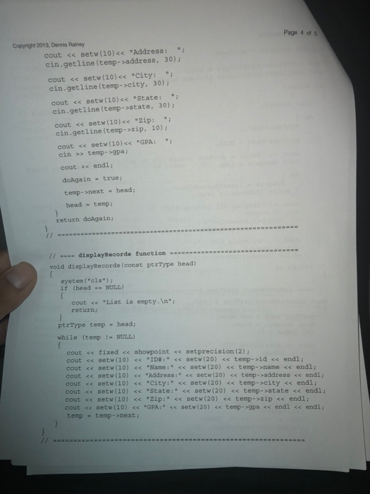 Solved Copyright 2013, Denis Rainey Page 1 of 5 HW #4a- | Chegg.com