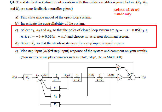 Solved Ql. The state feedback structure of a system with | Chegg.com
