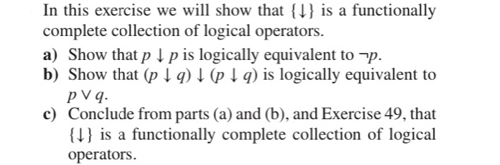 Solved In this exercise we will show that {↓} is a | Chegg.com