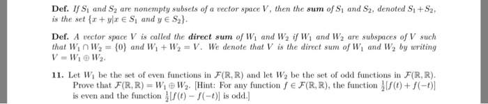 Solved Def. If Si and S2 are nonempty subsets of a vector | Chegg.com