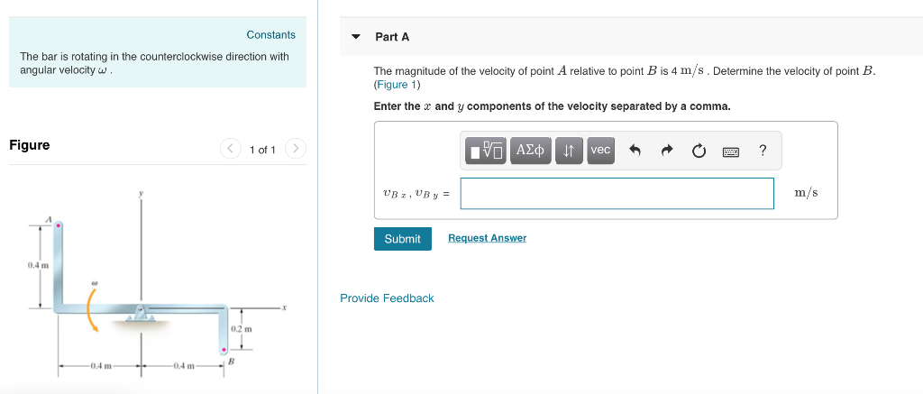 Solved Constants Part The bar is rotating in the | Chegg.com