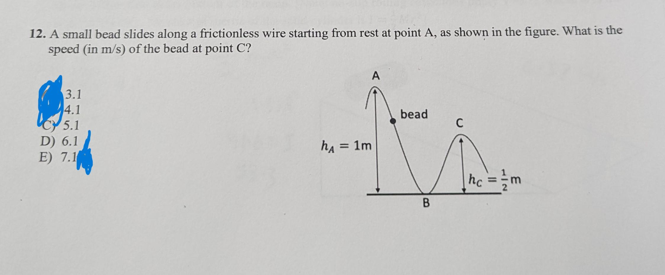 Solved 12. A small bead slides along a frictionless wire | Chegg.com