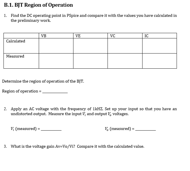 Solved A. Preliminary Work 1. Calculate the DC bias values | Chegg.com