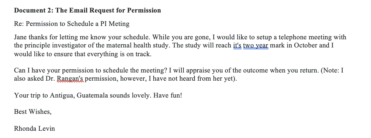 Document 2: The Email Request for Permission Re: | Chegg.com