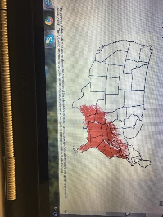 Solved The species distribution map above shows the of the | Chegg.com