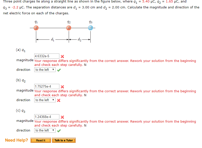 Solved Three point charges lie along a straight line as | Chegg.com
