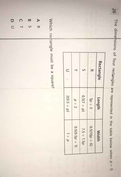 Solved The dimensions of four rectangles are represented in | Chegg.com