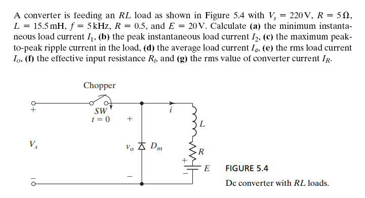 Solved A converter is feeding an RL load as shown in Figure | Chegg.com