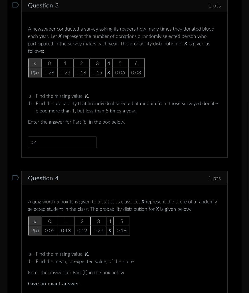 Solved Calculate the missing value, denoted by K, in the | Chegg.com