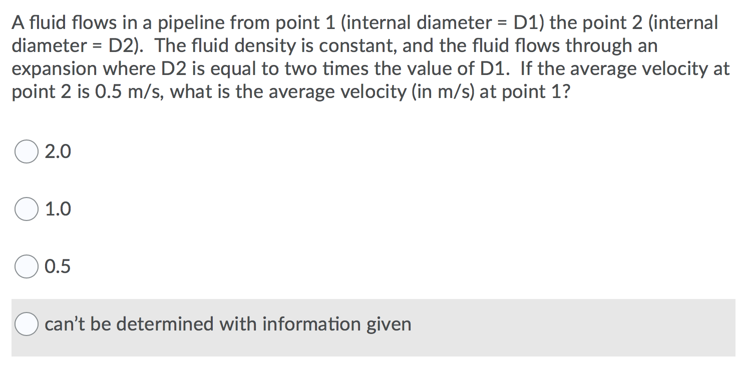 Solved A fluid flows in a pipeline from point 1 (internal | Chegg.com