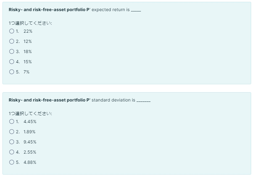 Solved Manaba Dost-class test (1) What is the Sharpe ratio | Chegg.com