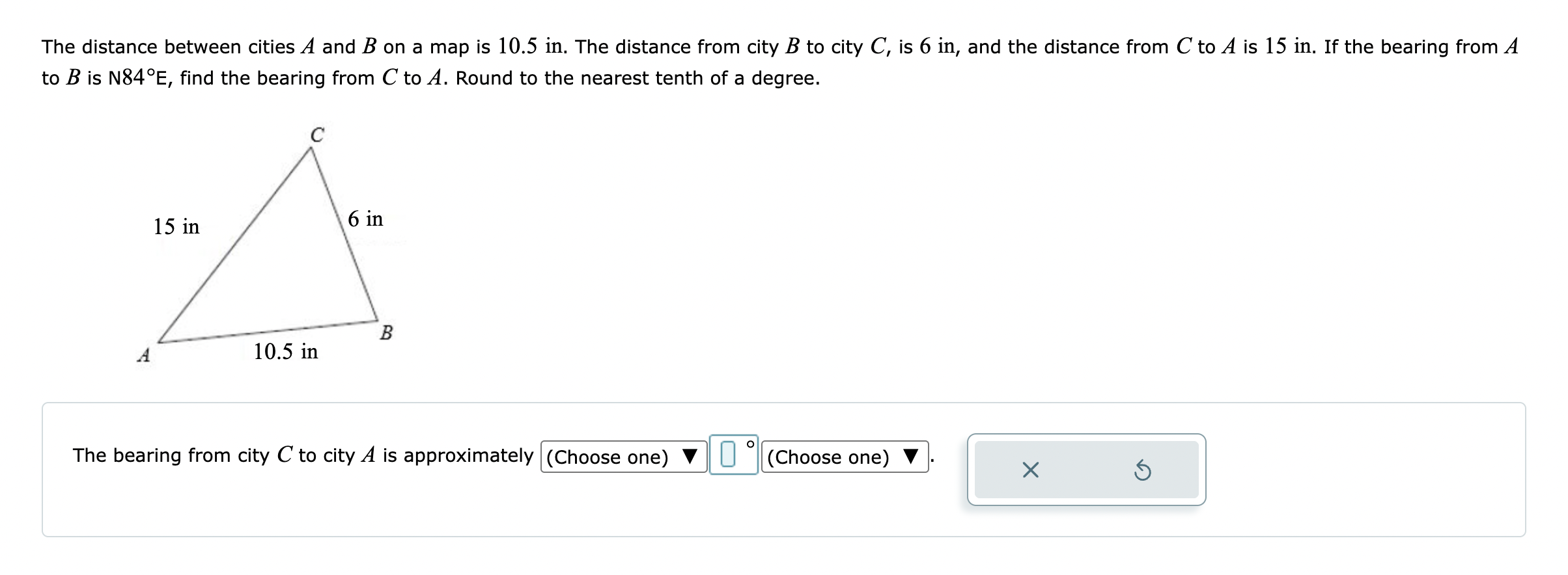 Solved The distance between cities A and B on a map is 10.5 | Chegg.com