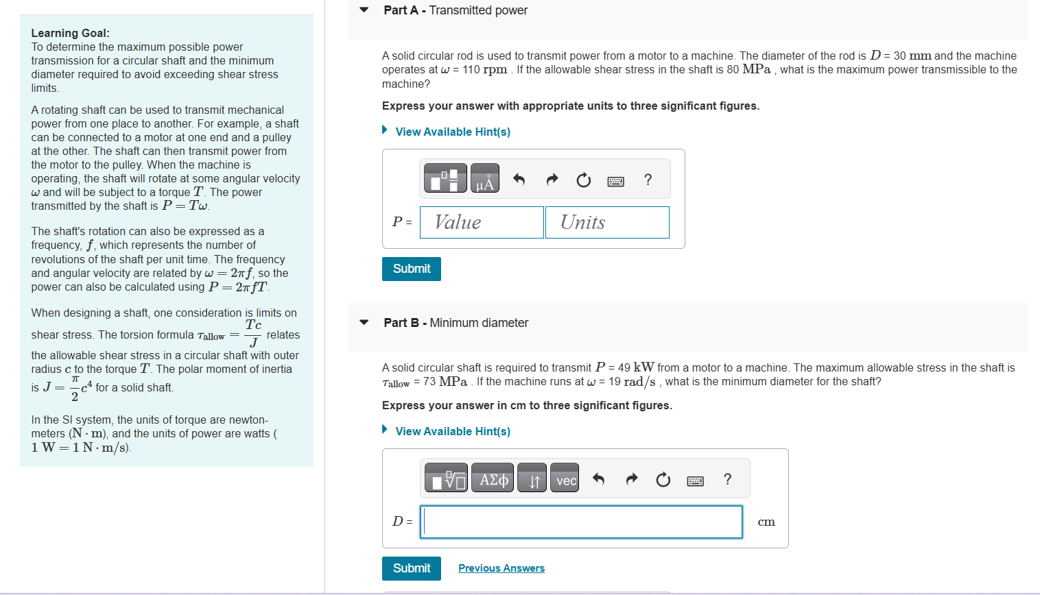 Solved Part A - ﻿Transmitted powerLearning Goal:To | Chegg.com