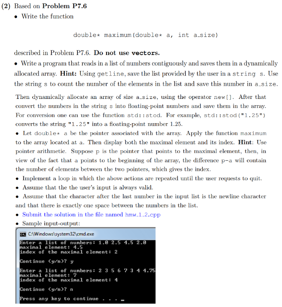Solved Write a function that returns a pointer to t he | Chegg.com
