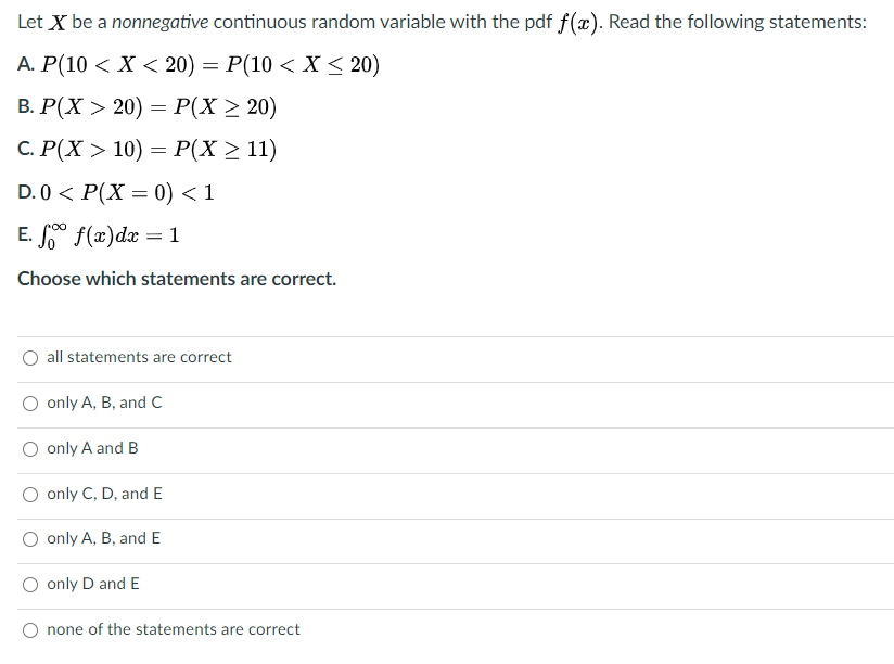 Solved Let X be a nonnegative continuous random variable | Chegg.com