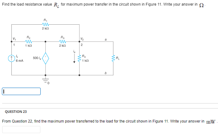 Solved Find the load resistance value RL for maximum power | Chegg.com