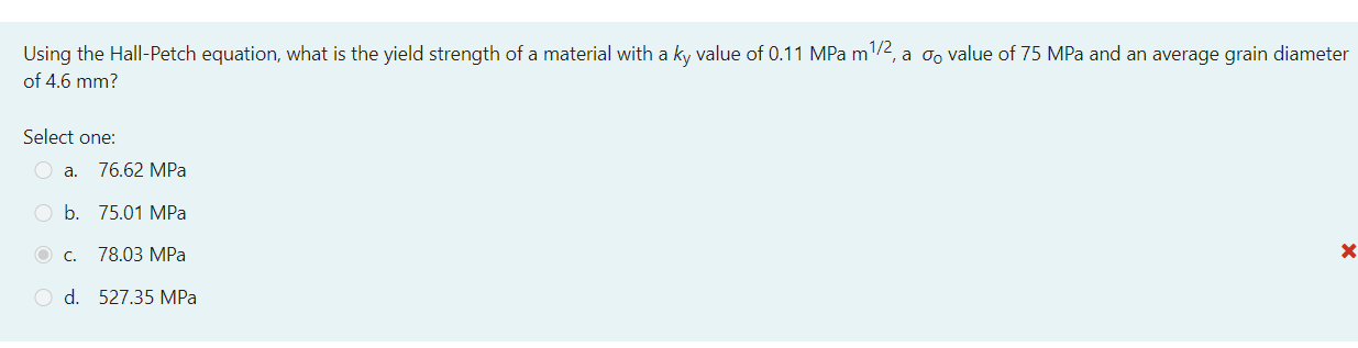 Solved Using the Hall-Petch equation, what is the yield | Chegg.com