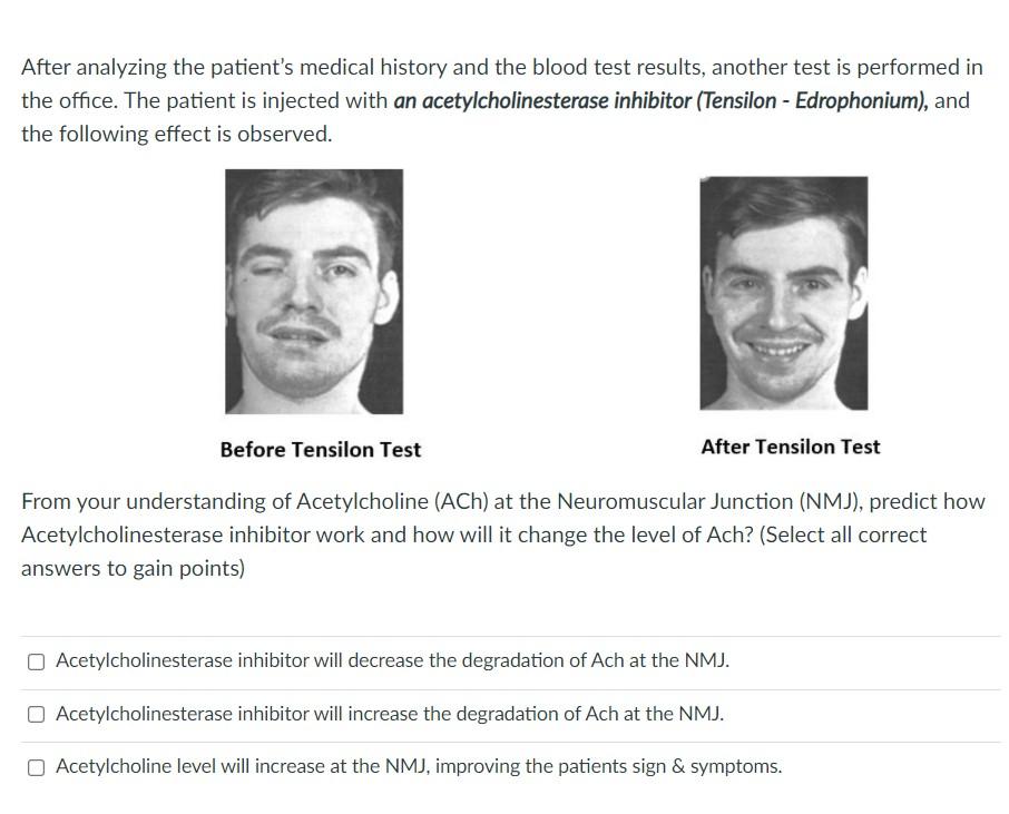 Solved After analyzing the patient's medical history and the | Chegg.com