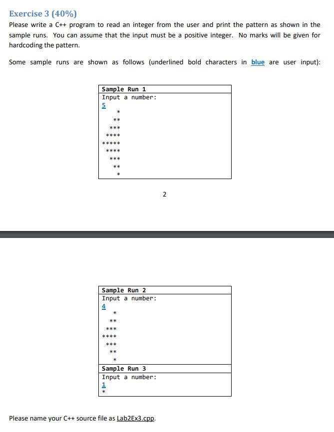 Solved Exercise 3 (40%) Please write a C++ program to read | Chegg.com
