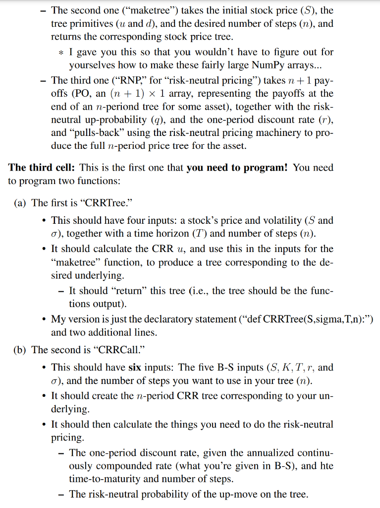 Solved 3. Python exercise: Using trees to do real pricing! A | Chegg.com
