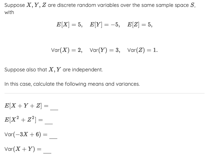 Solved Suppose X, Y, Z are discrete random variables over | Chegg.com