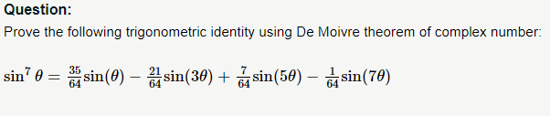 Solved Question: Prove the following trigonometric identity | Chegg.com