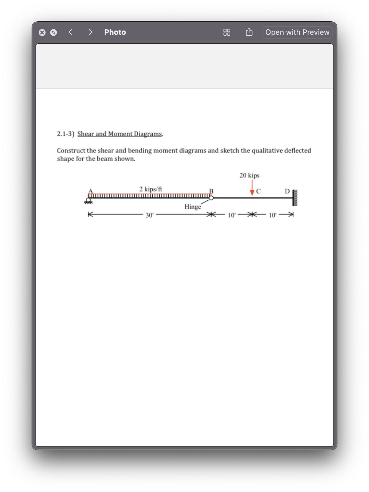 Solved 2 1 3 Shear And Moment Diagrams Construct The Shear