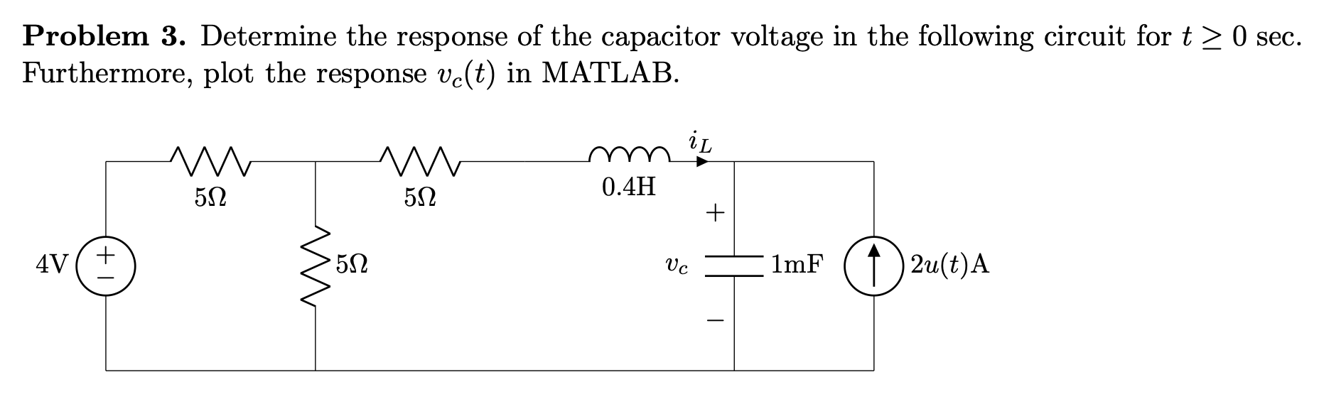 Solved Problem 3. Determine the response of the capacitor | Chegg.com
