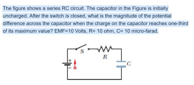 Solved The figure shows a series RC circuit. The capacitor | Chegg.com