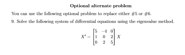 Solved Optional alternate problem You can use the following | Chegg.com