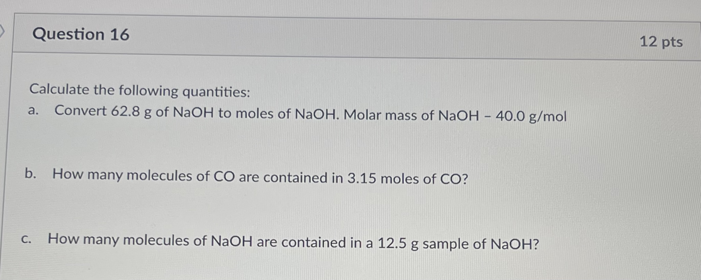 Solved Calculate the following quantities: a. Convert 62.8 g | Chegg.com