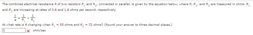 Solved The combined electrical resistance R of two resistors | Chegg.com