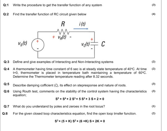 Solved Q:1 Write the procedure to get the transfer function | Chegg.com