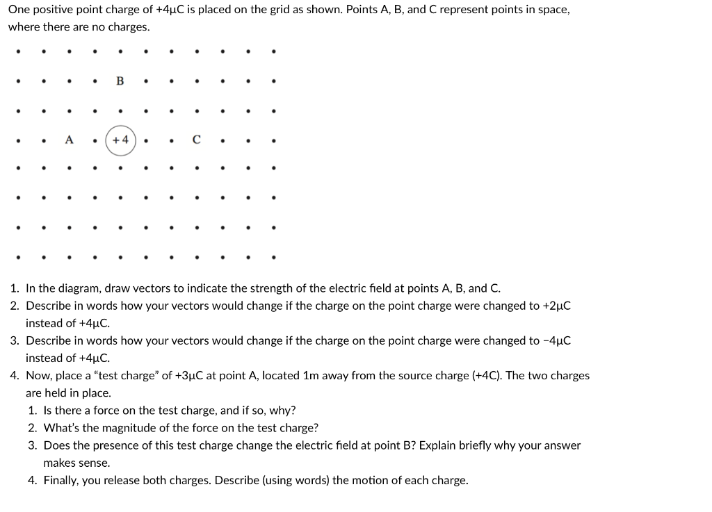 Solved One positive point charge of +4uC is placed on the | Chegg.com
