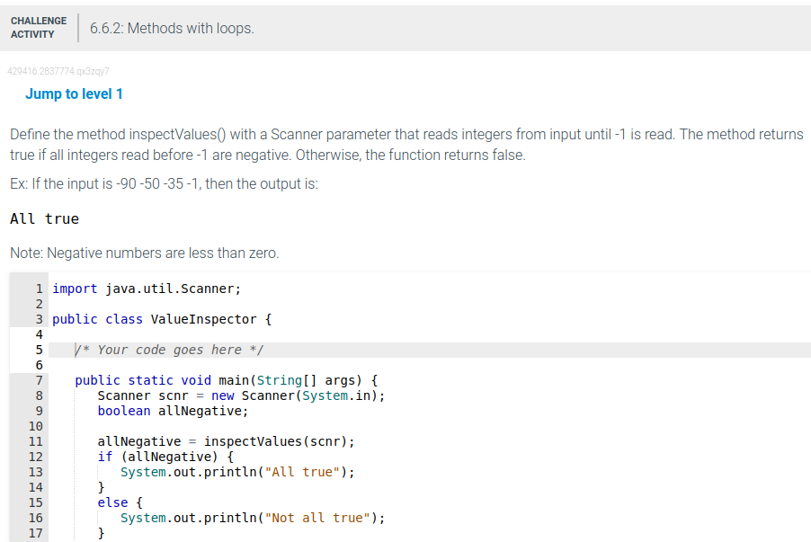Solved Define the method inspectValues() with a Scanner | Chegg.com