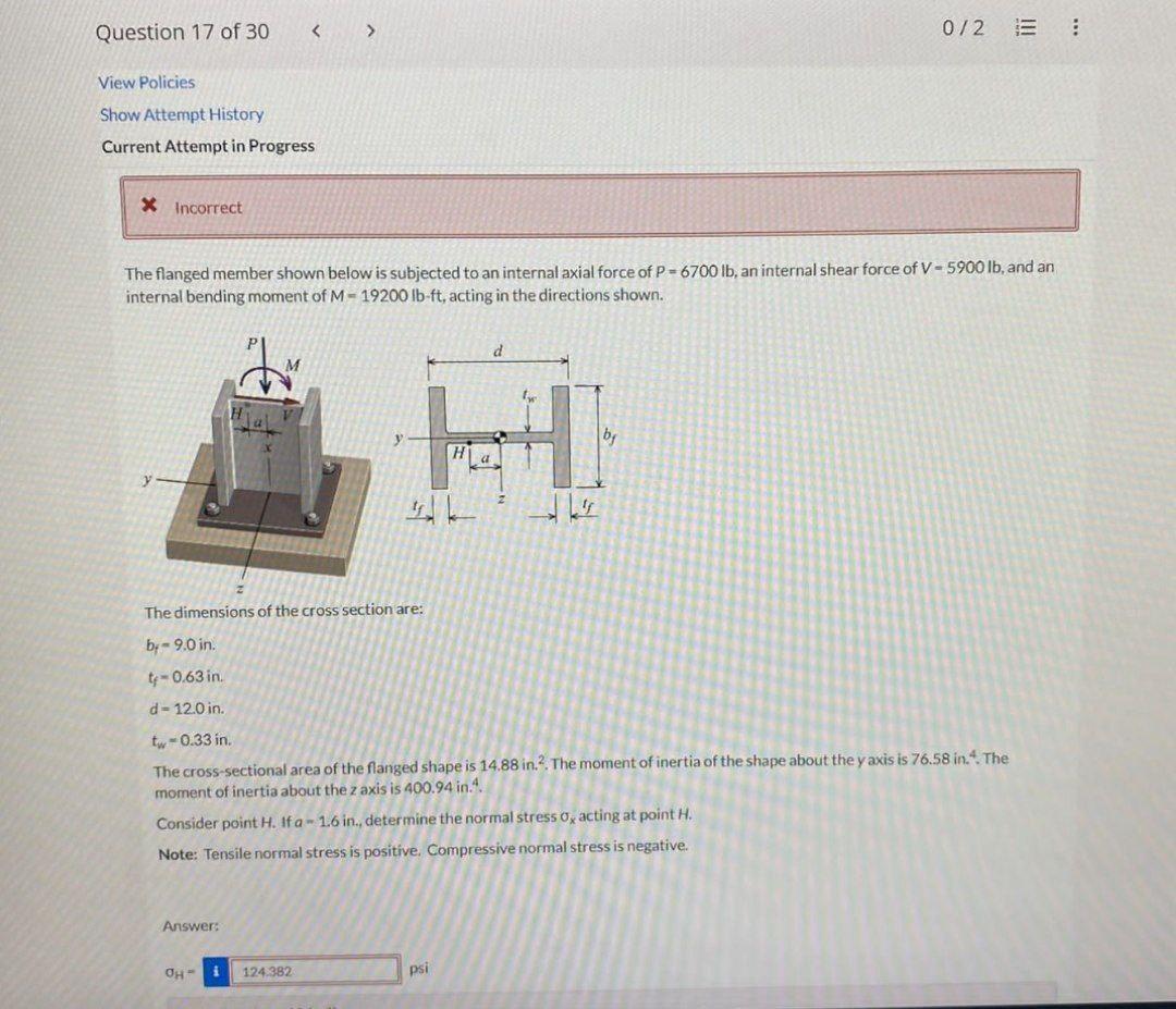 Solved The flanged member shown below is subjected to an | Chegg.com
