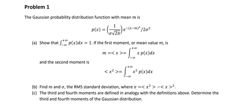 Solved The Gaussian probability distribution function with | Chegg.com