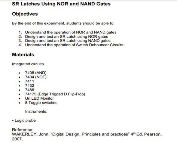 Solved SR Latches Using NOR and NAND Gates Objectives By the | Chegg.com
