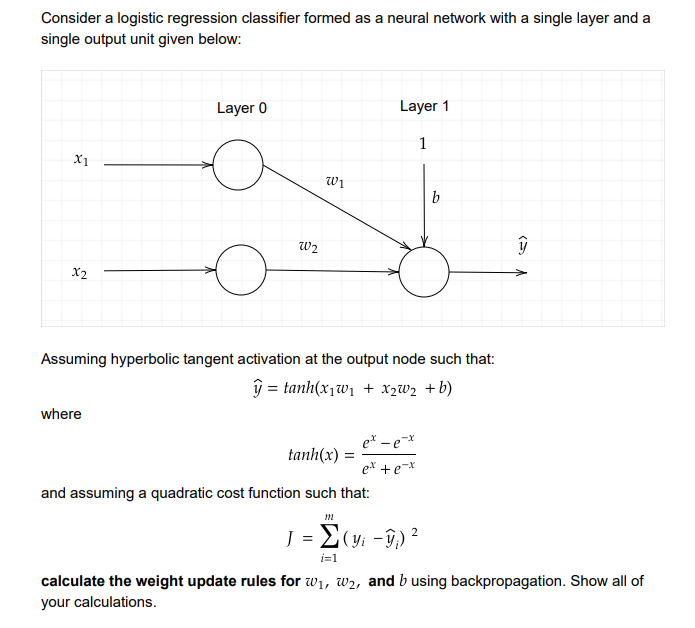 Solved Consider A Logistic Regression Classifier Formed As A 